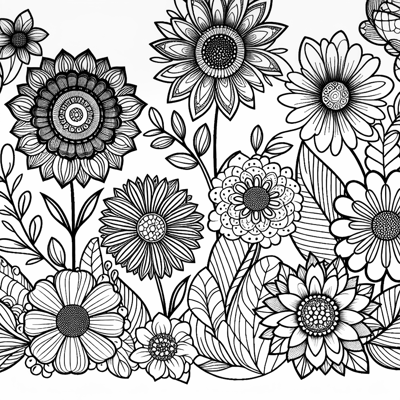 Intricate Flowers Coloring Page