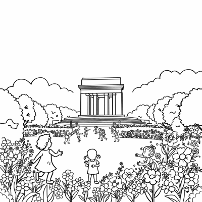 National Monument Of Monas In The Garden Coloring Page | Free Printable