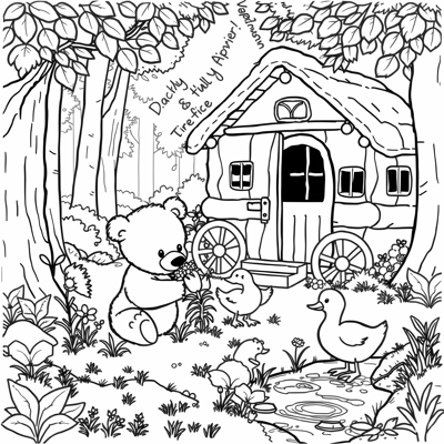 Easy Bold Cozy And Comfy The Baby Bear And Little... Coloring Page