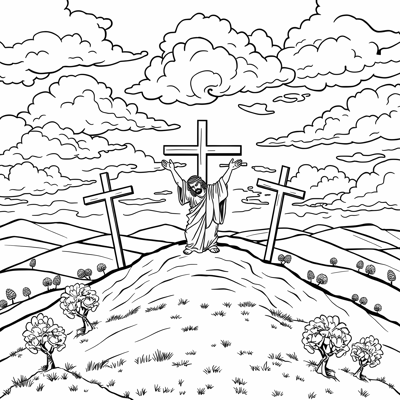 Jesus Was Crucified On The Hill Of Golgotha Coloring Page