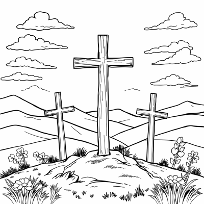 Jesus Was Crucified On The Hill Of Golgotha Coloring Page