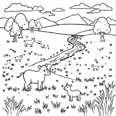 A Grassland Coloring Page