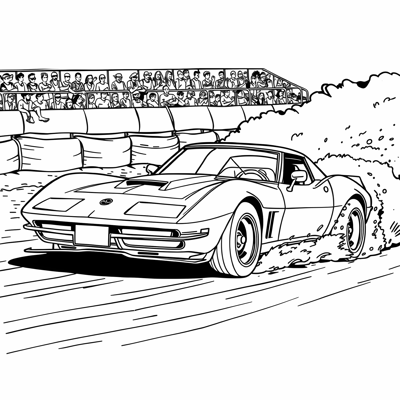 Speedway Corvette Saloon Car Racing On Dirt Track Coloring Page | Free ...