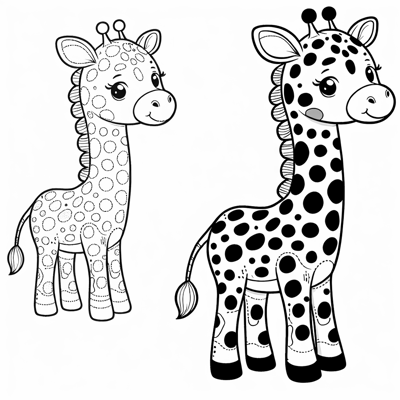 Look Up High The Giraffe Has A Long Neck And Spots... Coloring Page