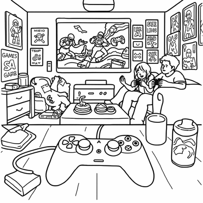 Playstation Controller With The Cord In The Shape... Coloring Page