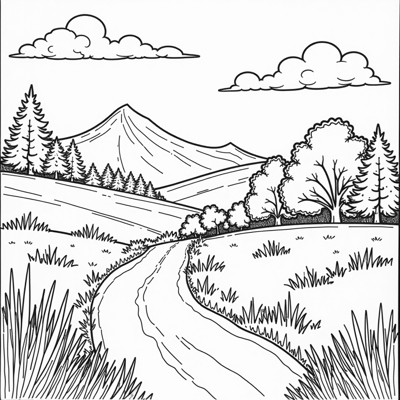 Landscape Coloring Picture Coloring Page