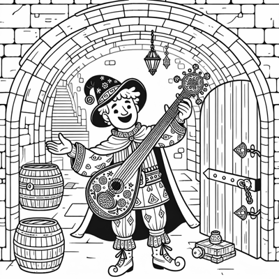 A Fun Dungeon Master Kind Playful Helpful Bard Coloring Page