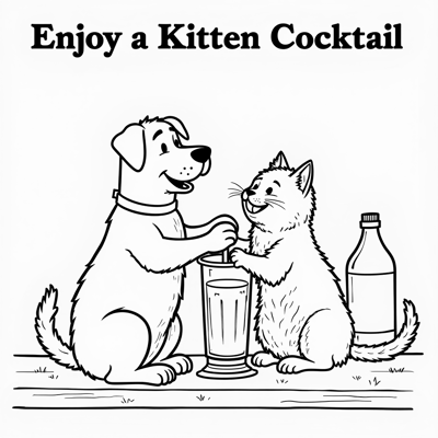 The Words Ruff Times Enjoy A Kitten Cocktail On... Coloring Page