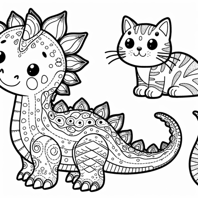 Dinosaurs That Looks Like Cat Coloring Page | Free Printable