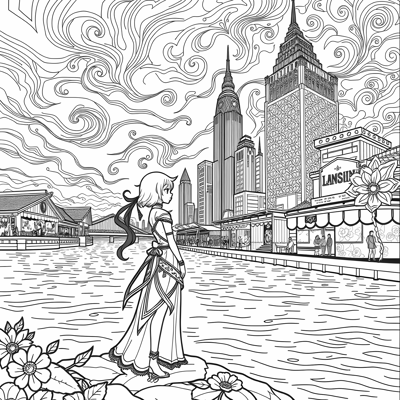 Lynette From Genshin Impact Looking At The River... Coloring Page ...
