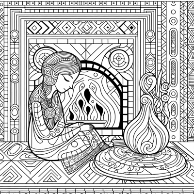 Hestia Around A Hearth Coloring Page