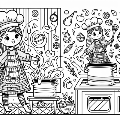 A Girl Cooking Chef Named Ari Coloring Page