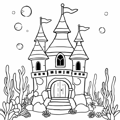 Underwater Castle Coloring Page