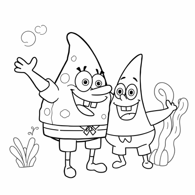SpongeBob And Patrick Star Coloring Page