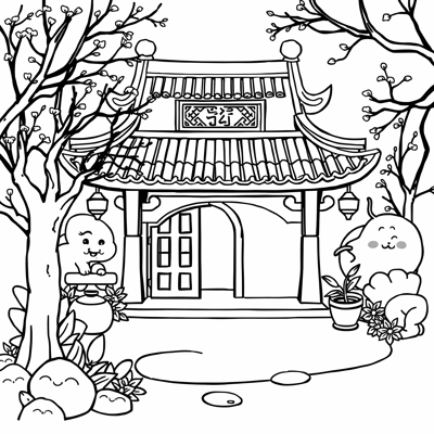Yu Garden Shanghai Coloring Page