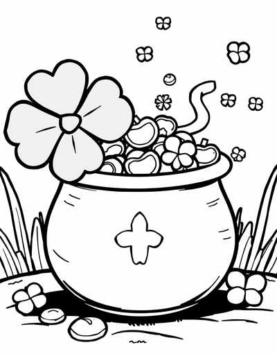 St Patricks Day Pot Of Gold Coloring Page