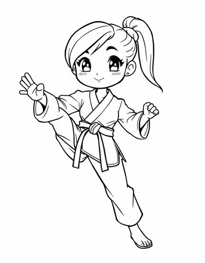 Karate Girl Coloring Page