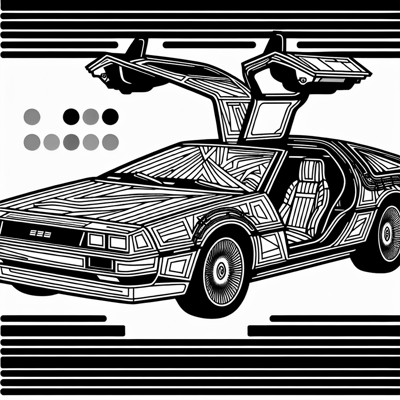 DeLorean DMC12 With Open Doors Coloring Page