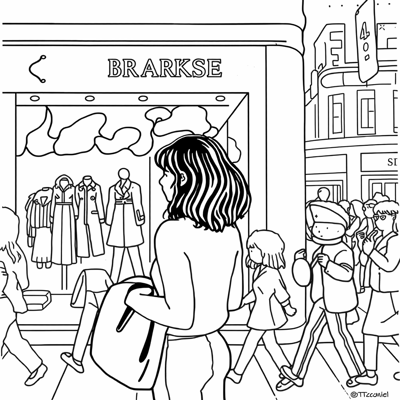 A Beautiful Girl Outside The Dior Store Looking At... Coloring Page