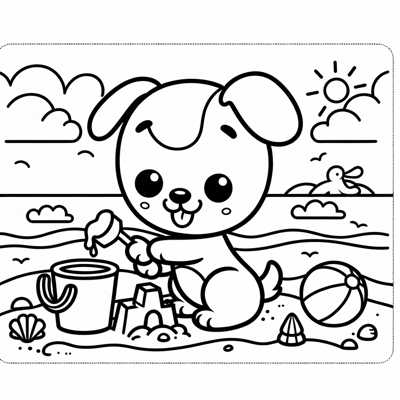 Bluey On The Beach Coloring Page