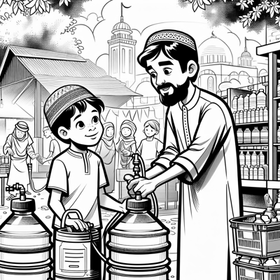 9yearold Boy And 13yearold Boy Helping Their Uncle... Coloring Page
