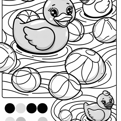 Rubber Ducks Playing With Marbles Coloring Page