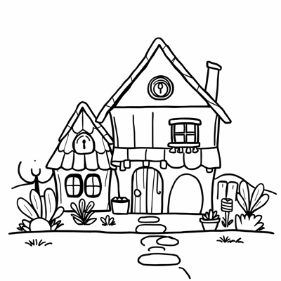 A Simple Village Coloring Page | Free Printable