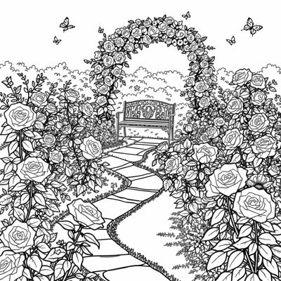 Rose Garden Coloring Page
