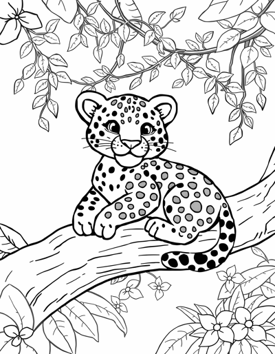 Cute Jaguar Coloring Page