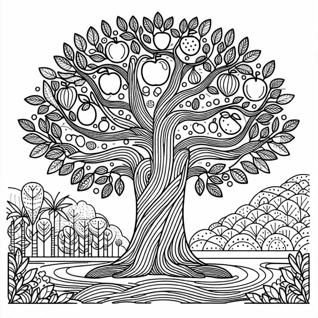 The Tree Of Knowledge Of Good And Evil Coloring Page