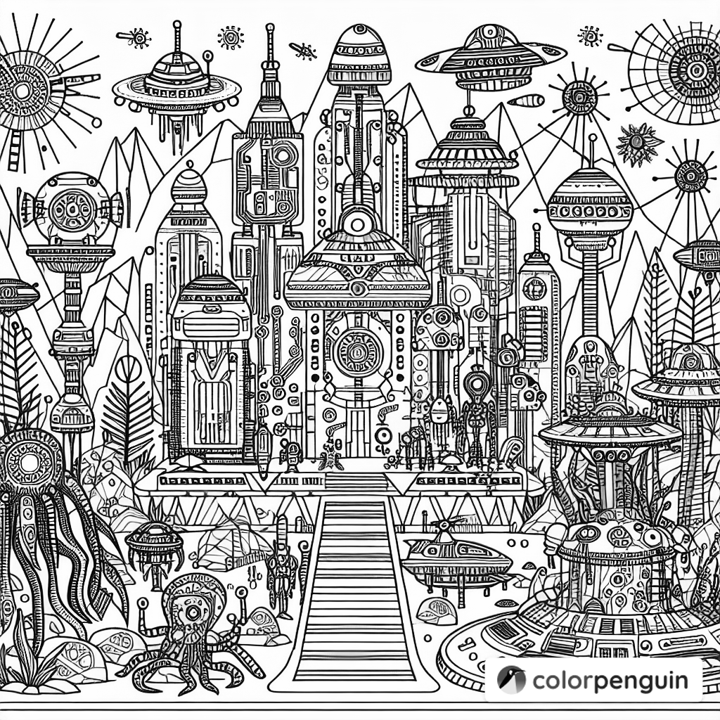 An Alien Civilization Coloring Page
