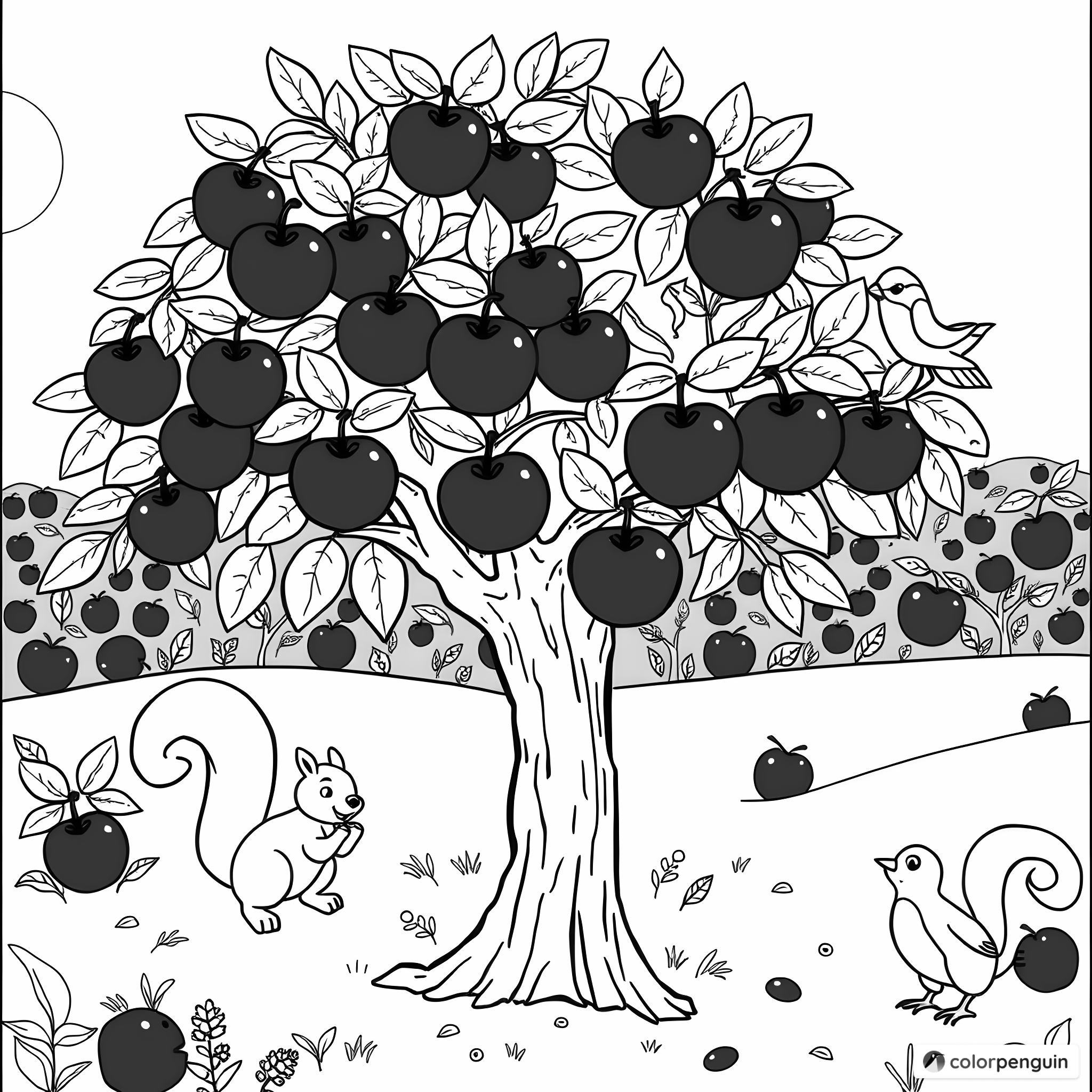 Apple Orchard Adventure Coloring Page