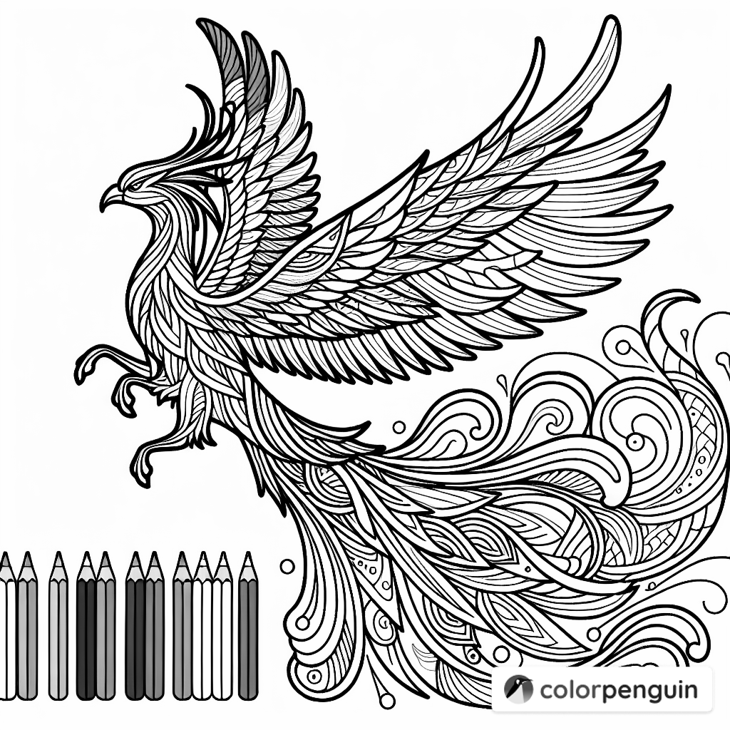 The Fantastic Phoenix Bird Coloring Page