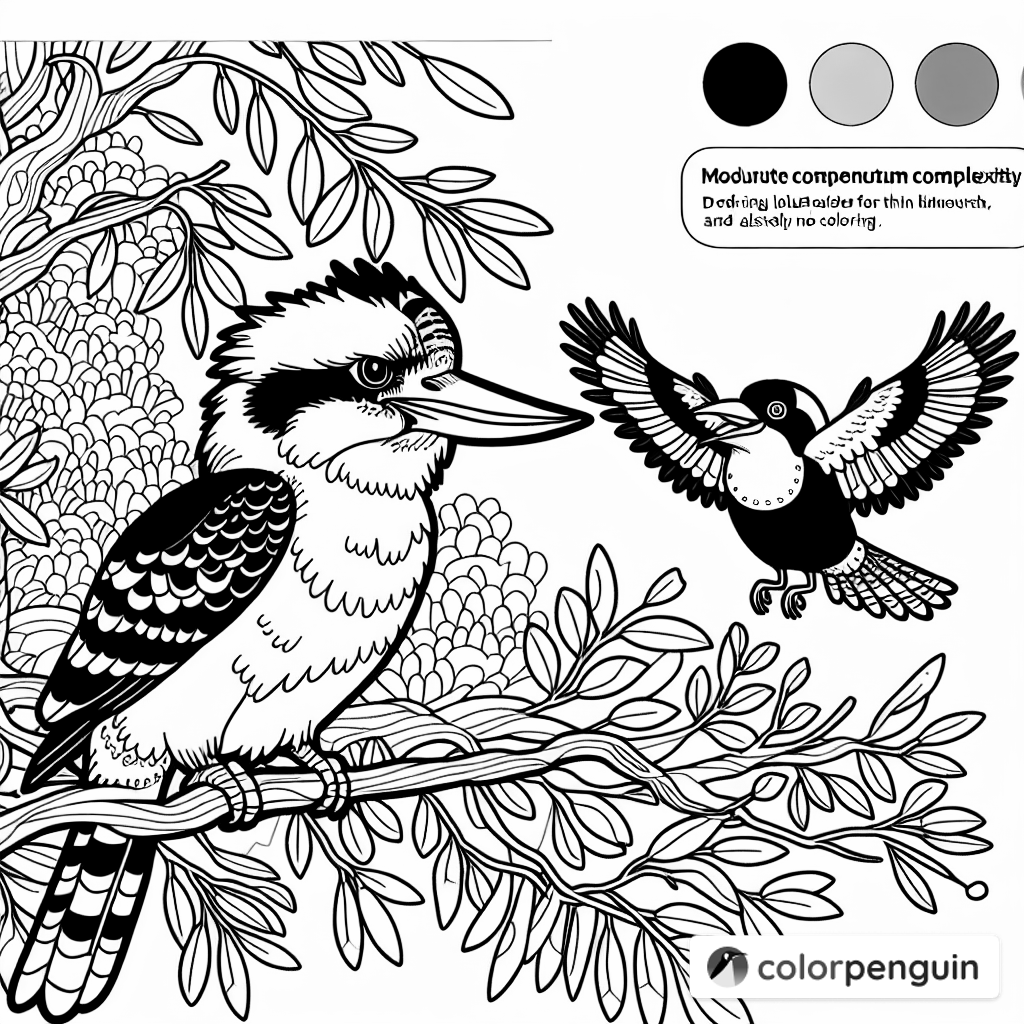 Blue Winged Kookaburra With A Happy Magpie Coloring Page