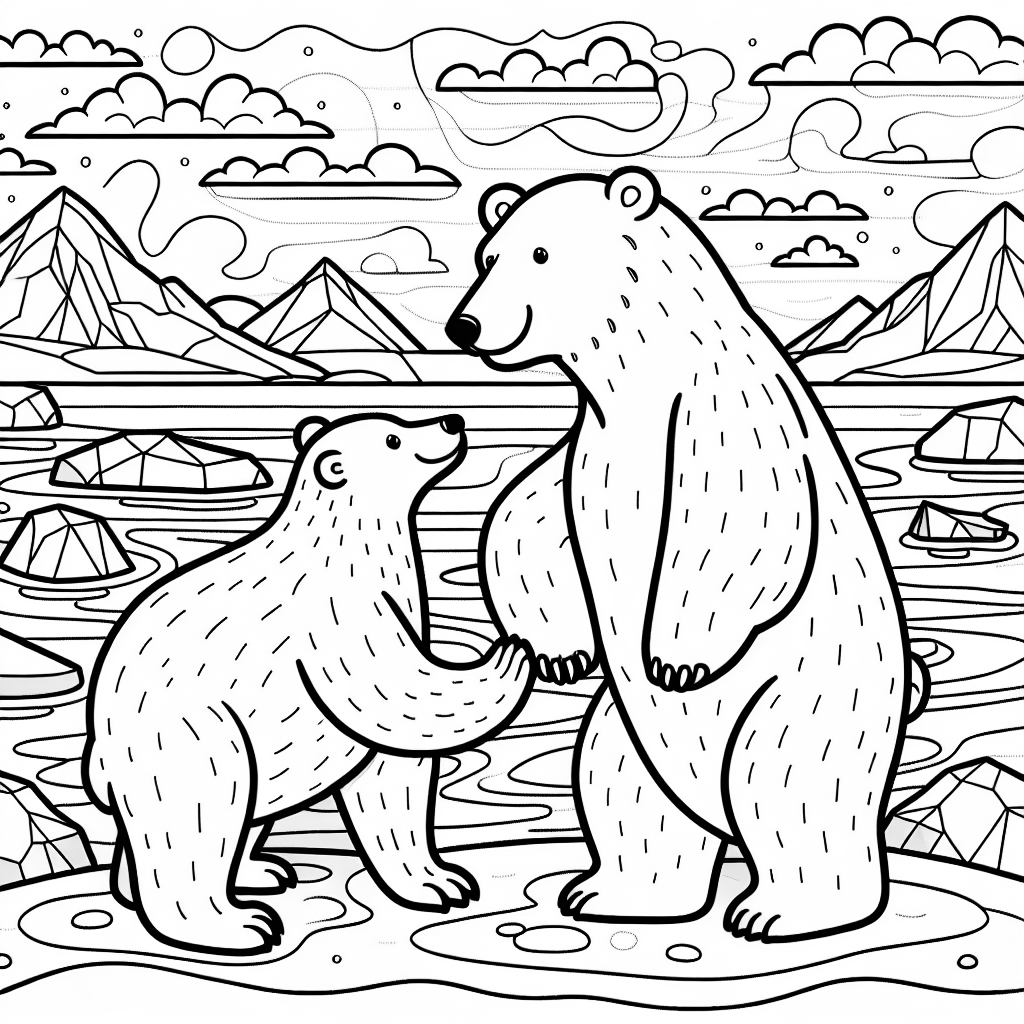 Polar Bears In The Arctic Coloring Page