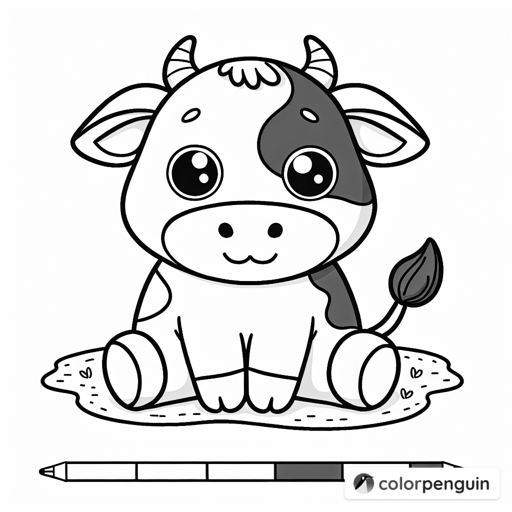 Adorable Cow Coloring Page