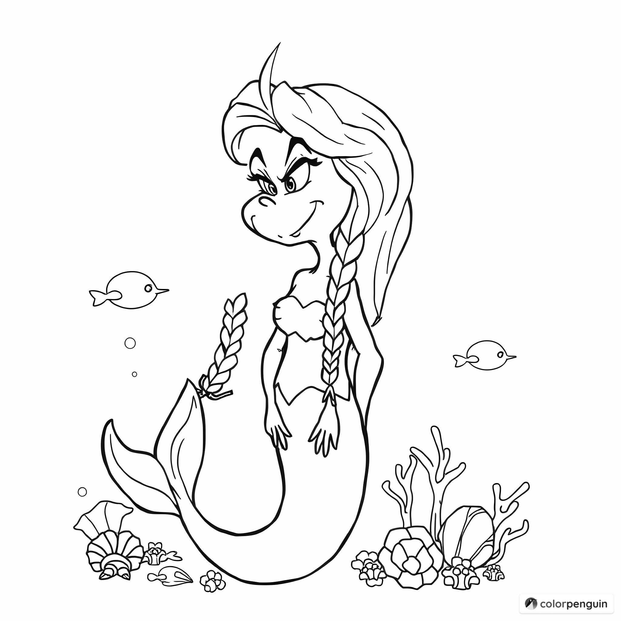 The Grinch Mermaid Coloring Page | Free Printable