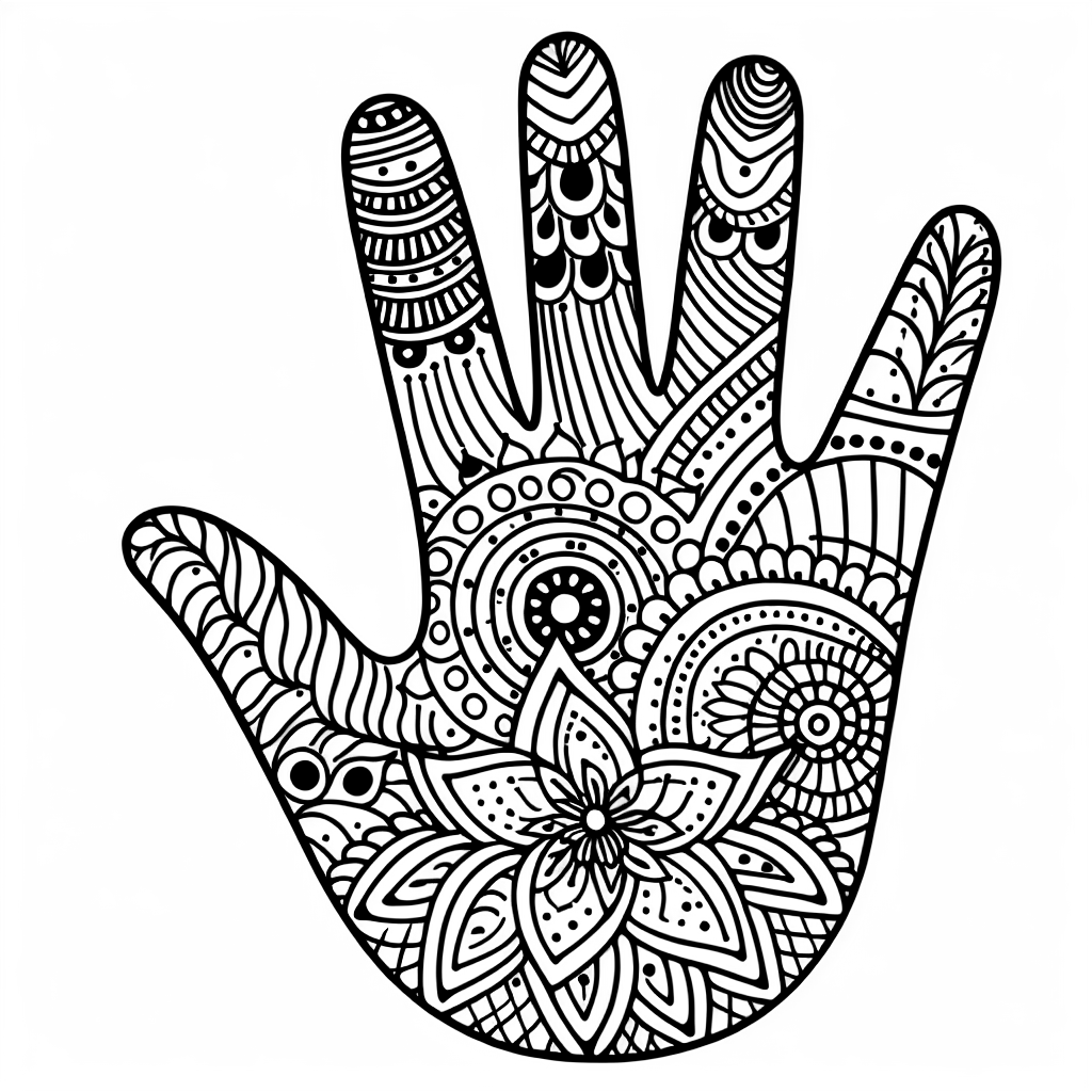 Henna Hand Designs Coloring Page