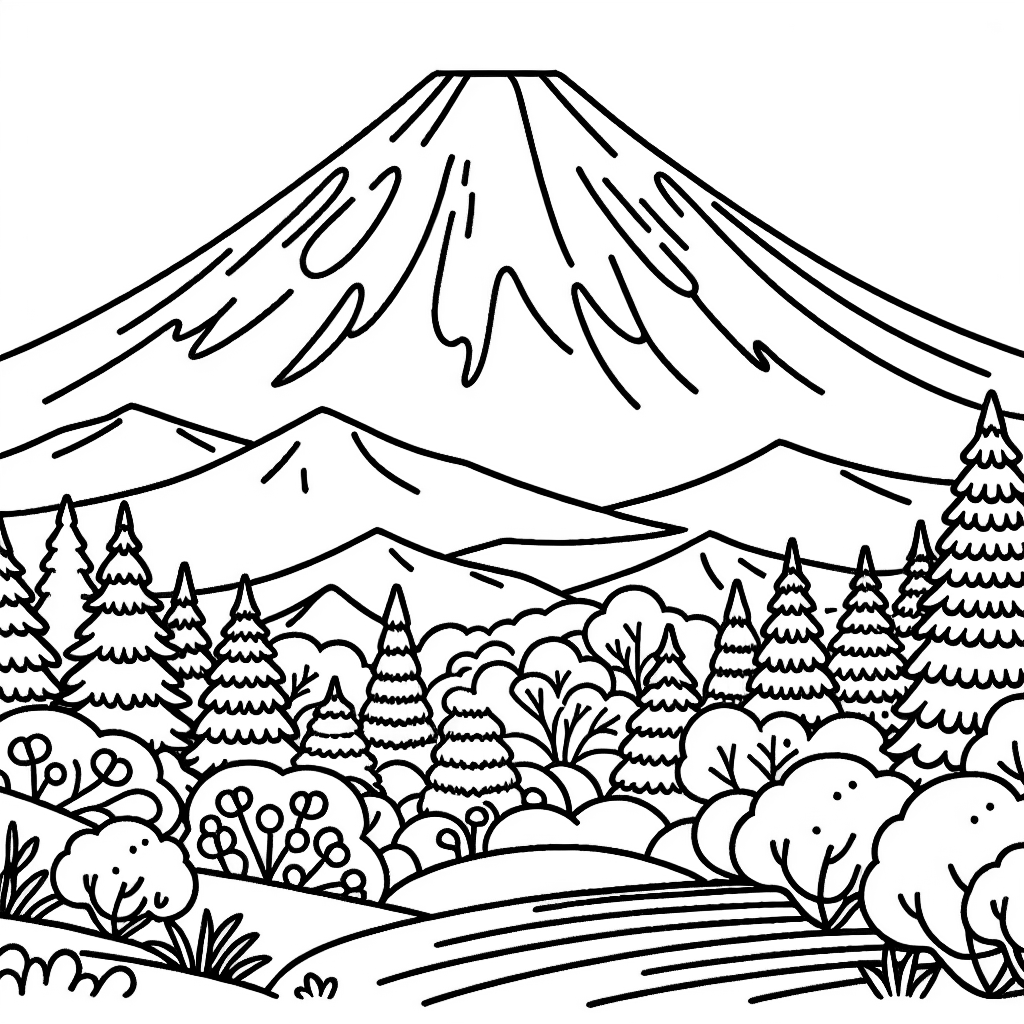 Mount Fuji Coloring Page