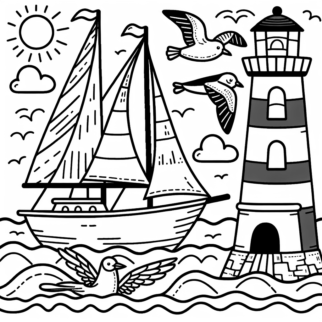 Sailing Adventure Coloring Page