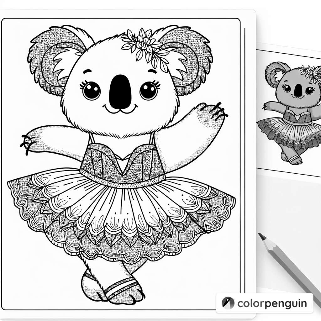Ballet Ballerina Koala Coloring Page