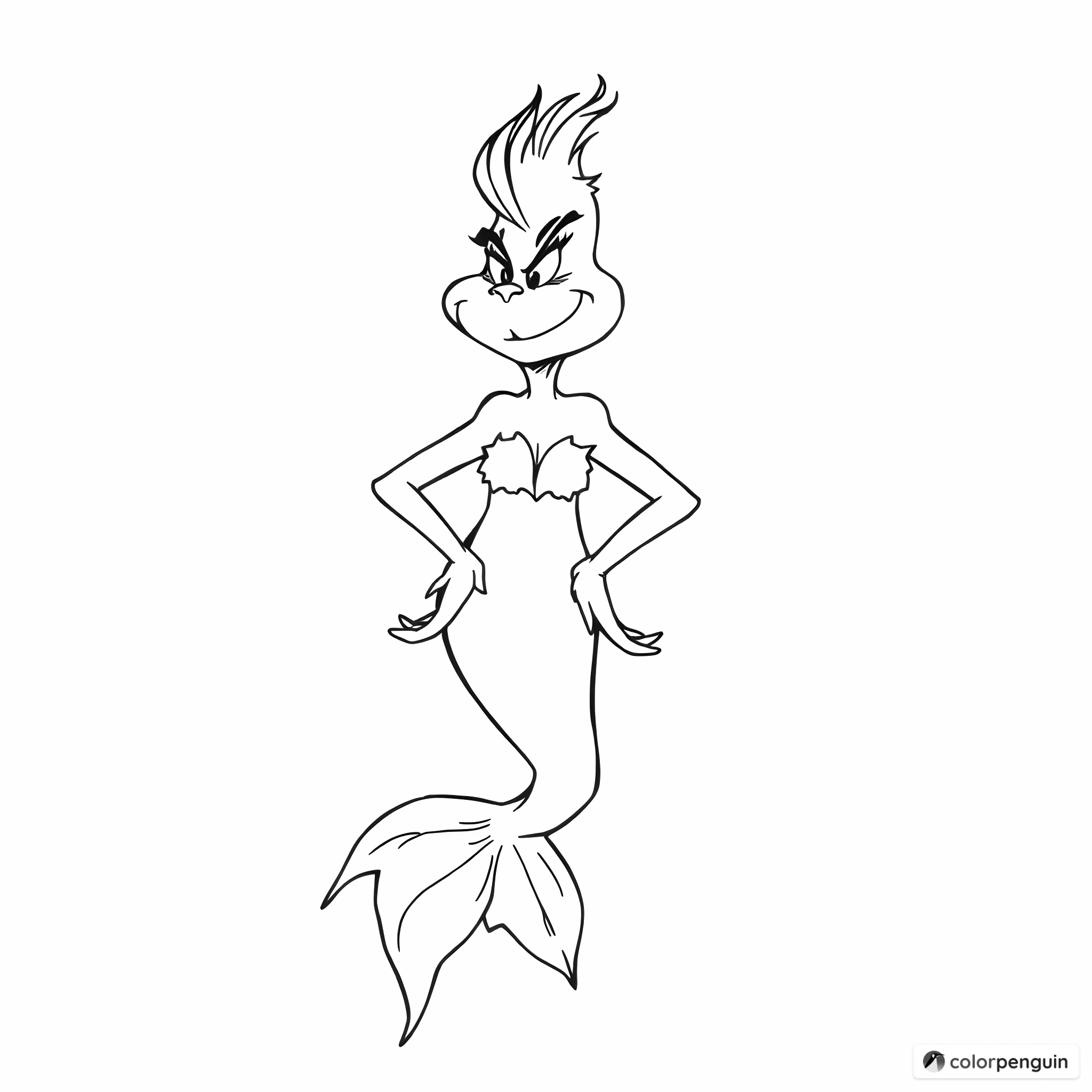 The Grinch Mermaid Coloring Page