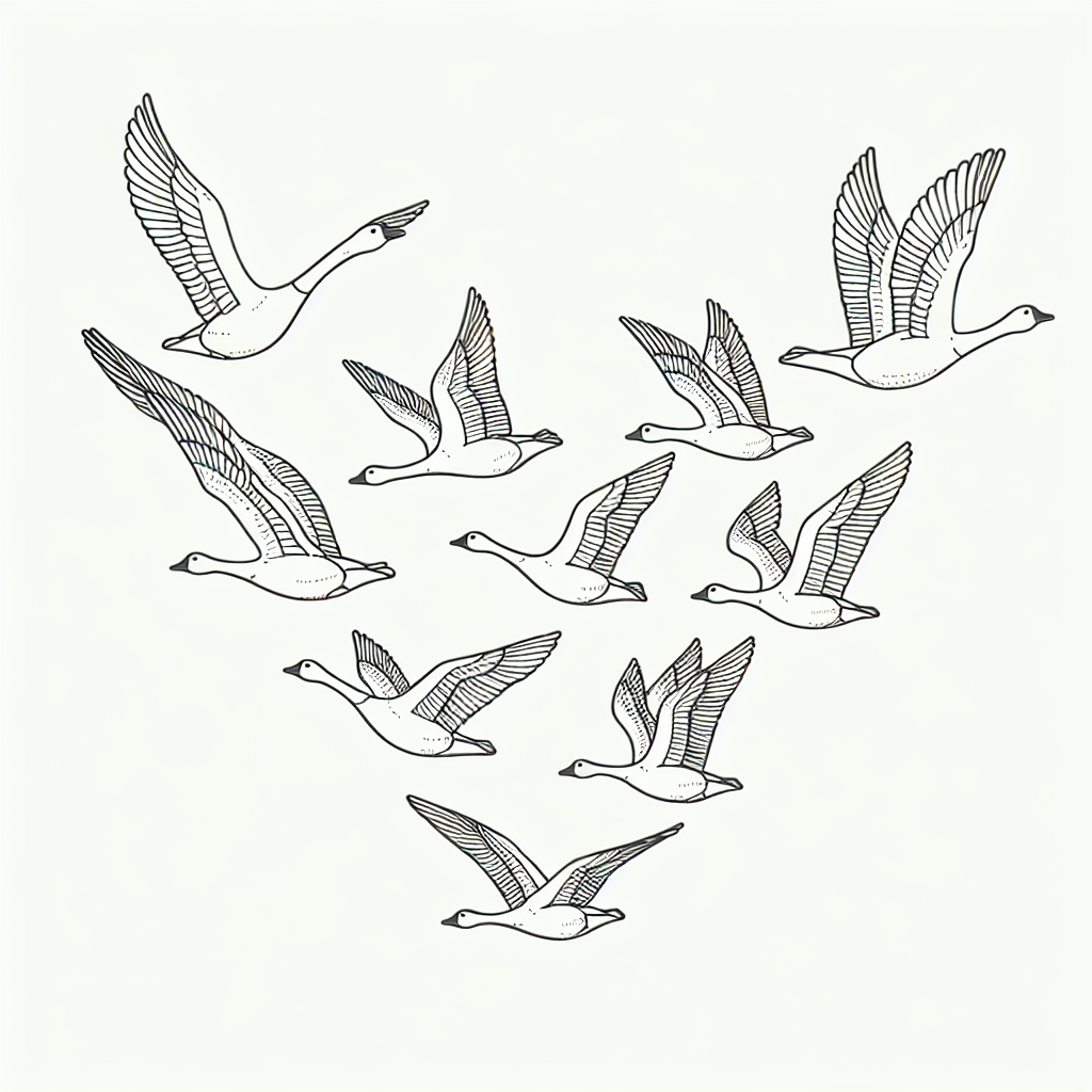 Flying V Formation Of Geese Coloring Page