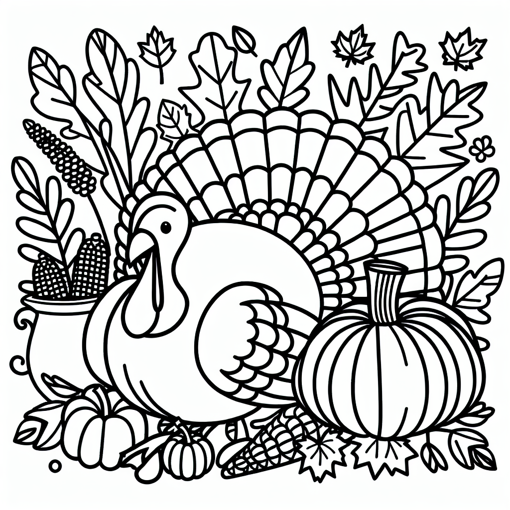 Happy Turkey Day Coloring Page