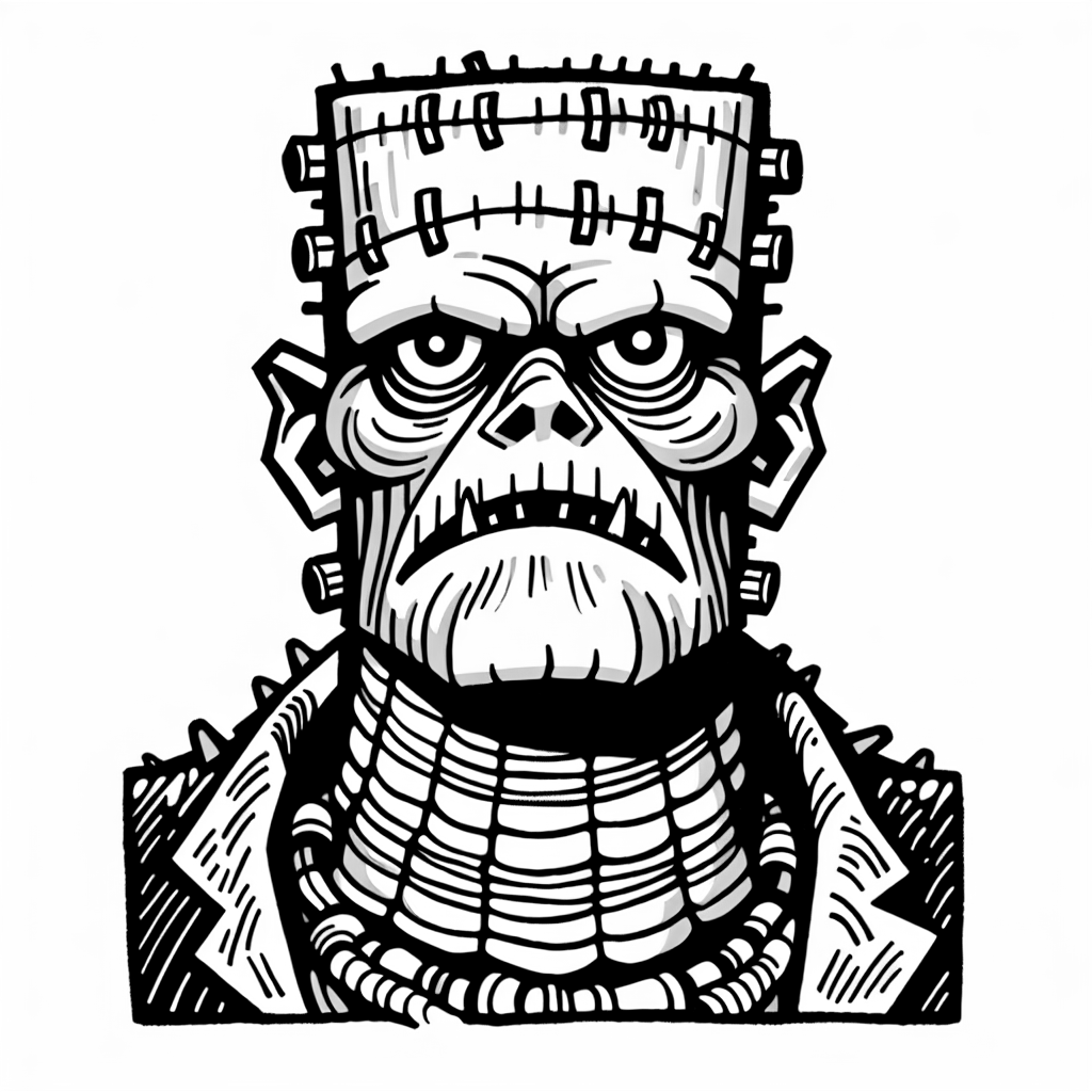 Frankensteins Monster With Bolts In His Neck Coloring Page