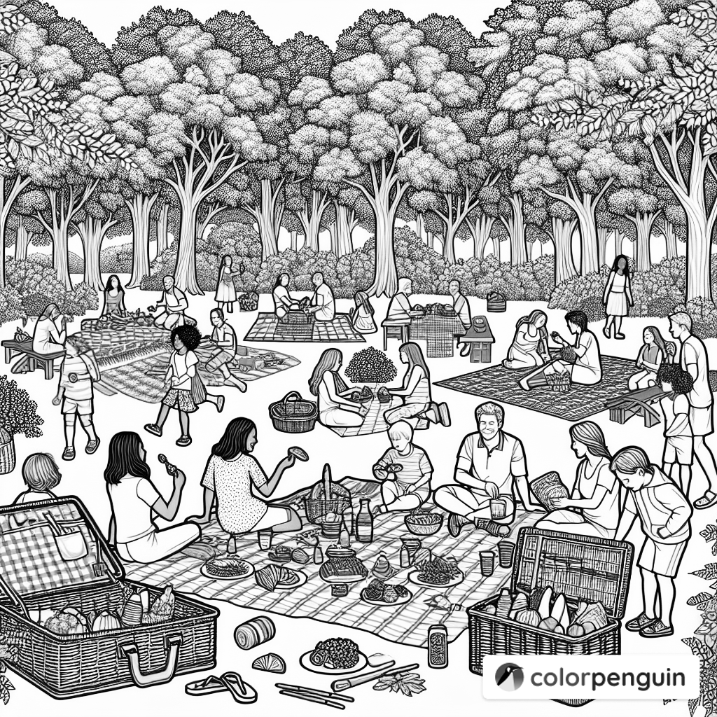 Picnic In The Park Coloring Page