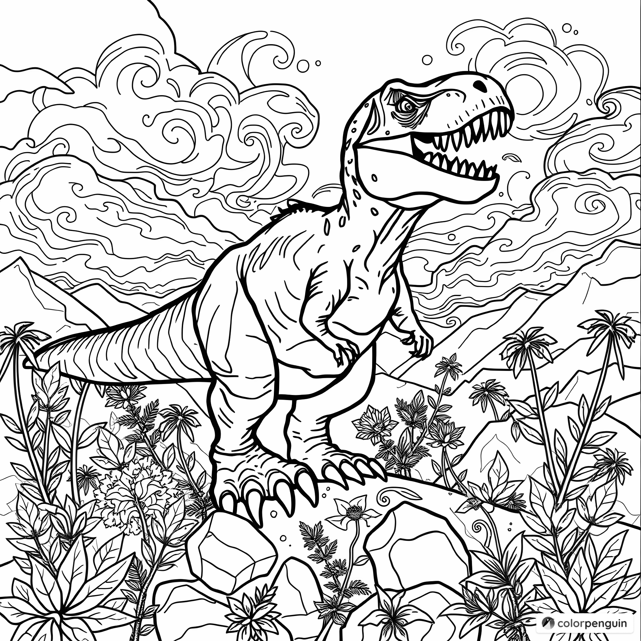 Mighty TRex Roaring Coloring Page
