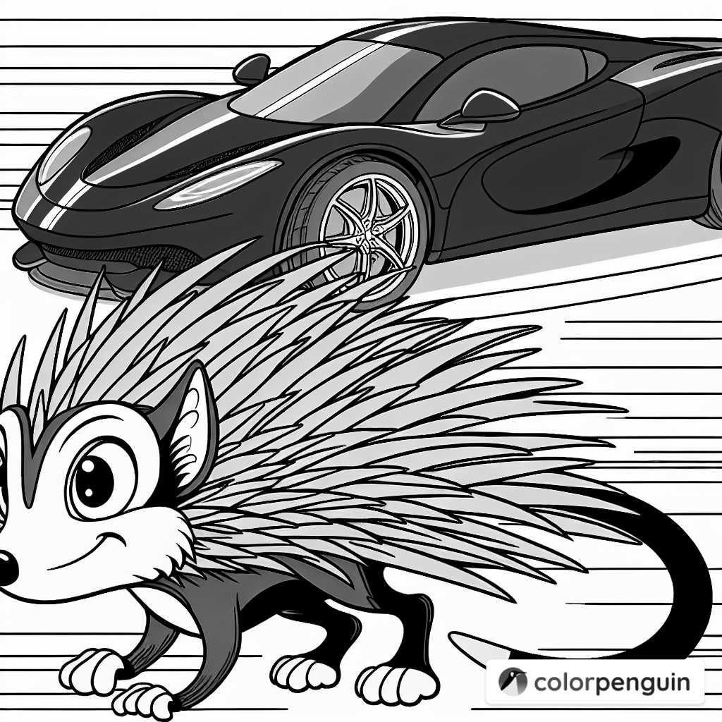 Sonic The Hedgehog And Lightning McQueens Race Coloring Page