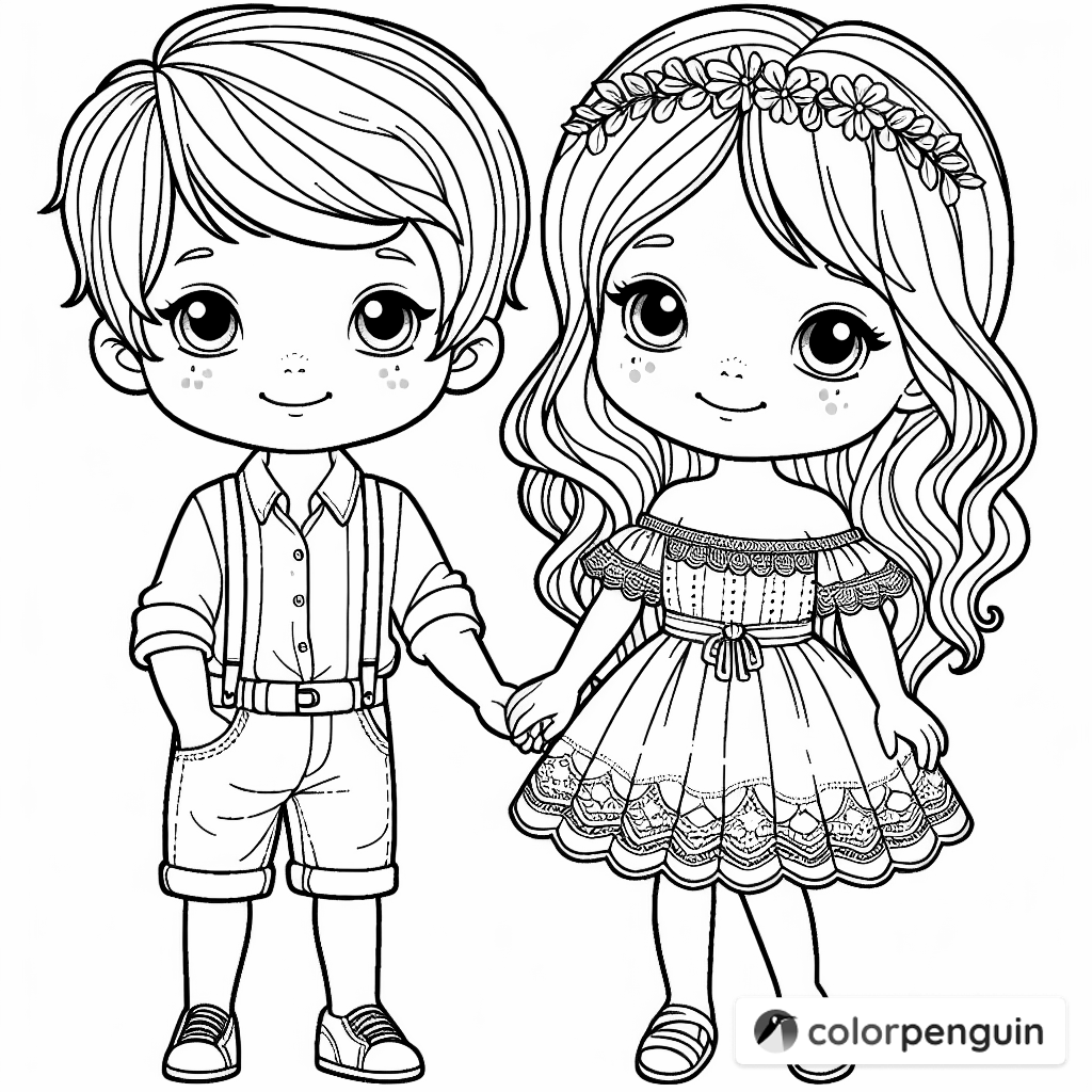 Joyful Summer Friends Coloring Page