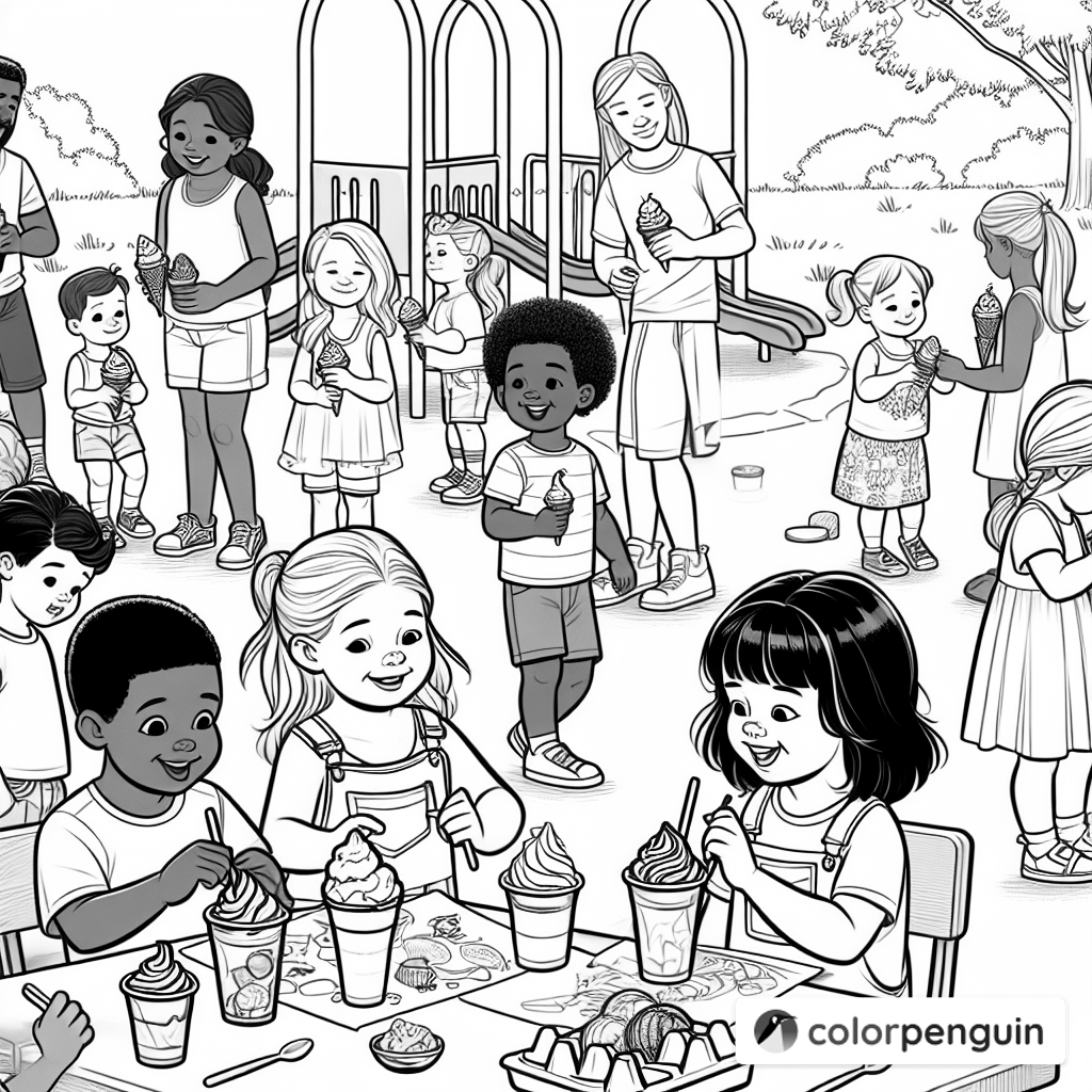 Summer Playground Birthday Party Coloring Page